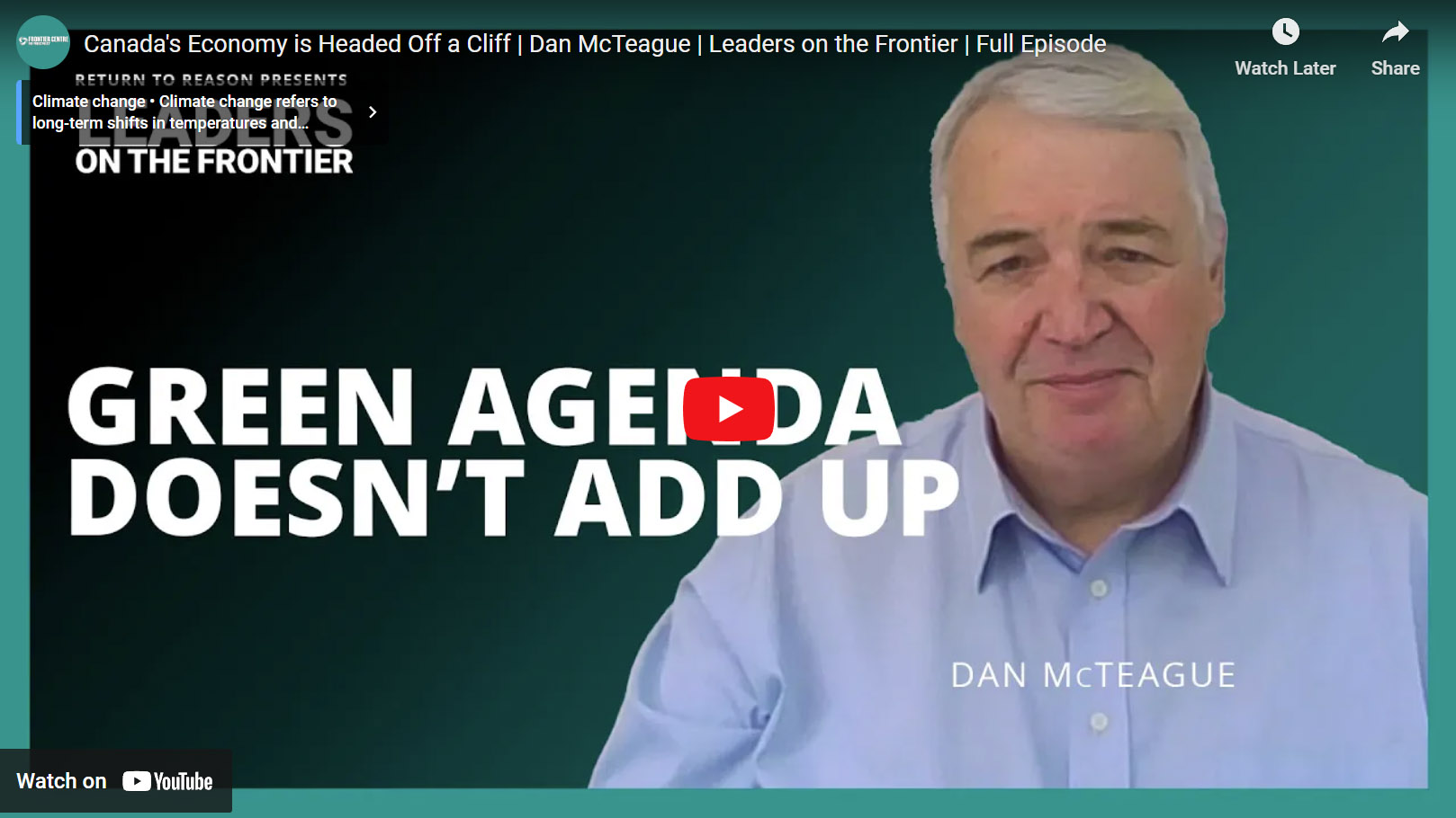 Leaders on the Frontier Podcast: Canada’s economy is headed off a cliff – Dan McTeague ...