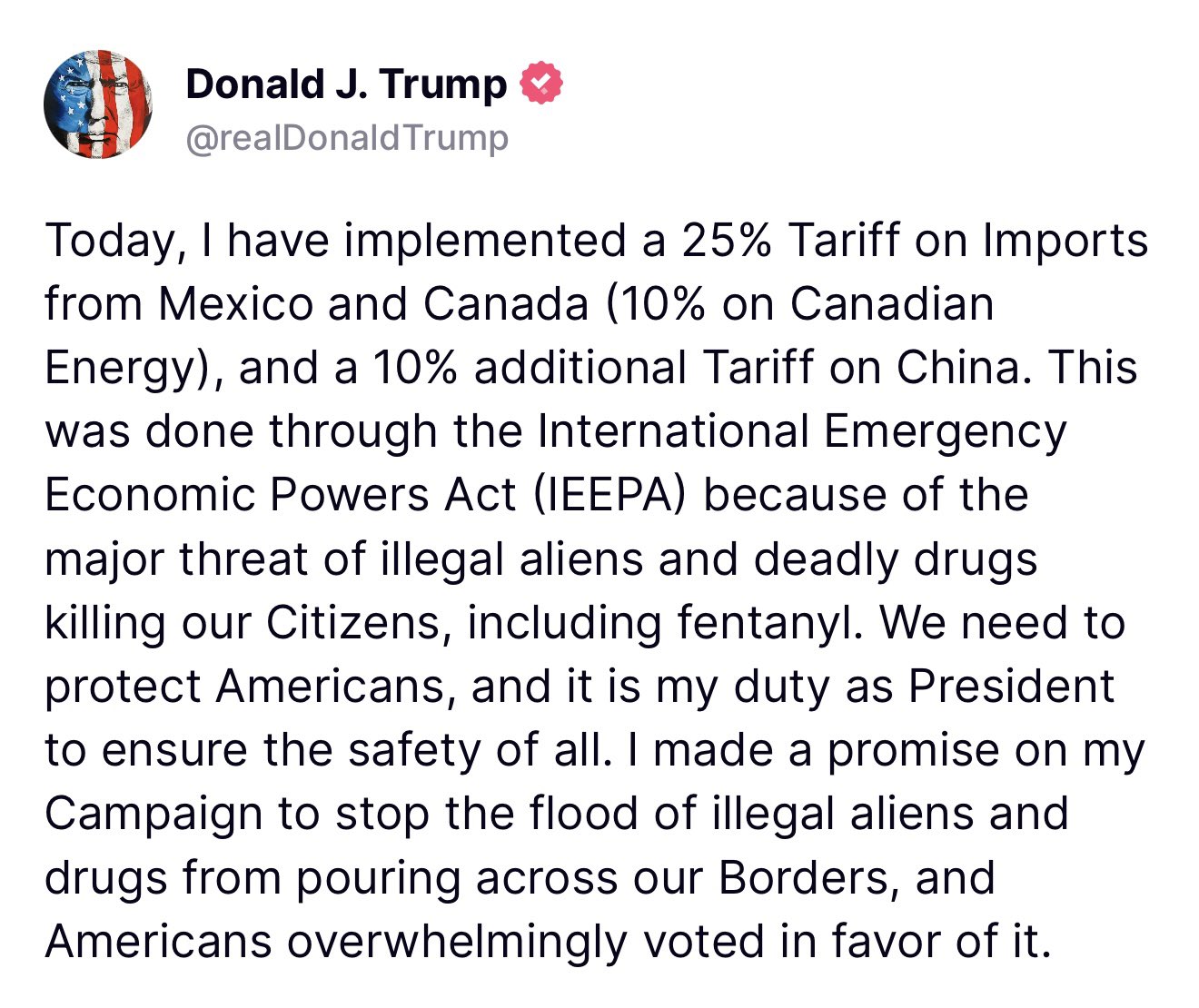 Trump’s Executive Order spelling out his tariffs on Canada, verbatim ...